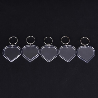 HEART SHAPE STRONG PLASTIC ACRYLIC KEYRINGS PHOTO SIZE CLEAR AND BLANK ...