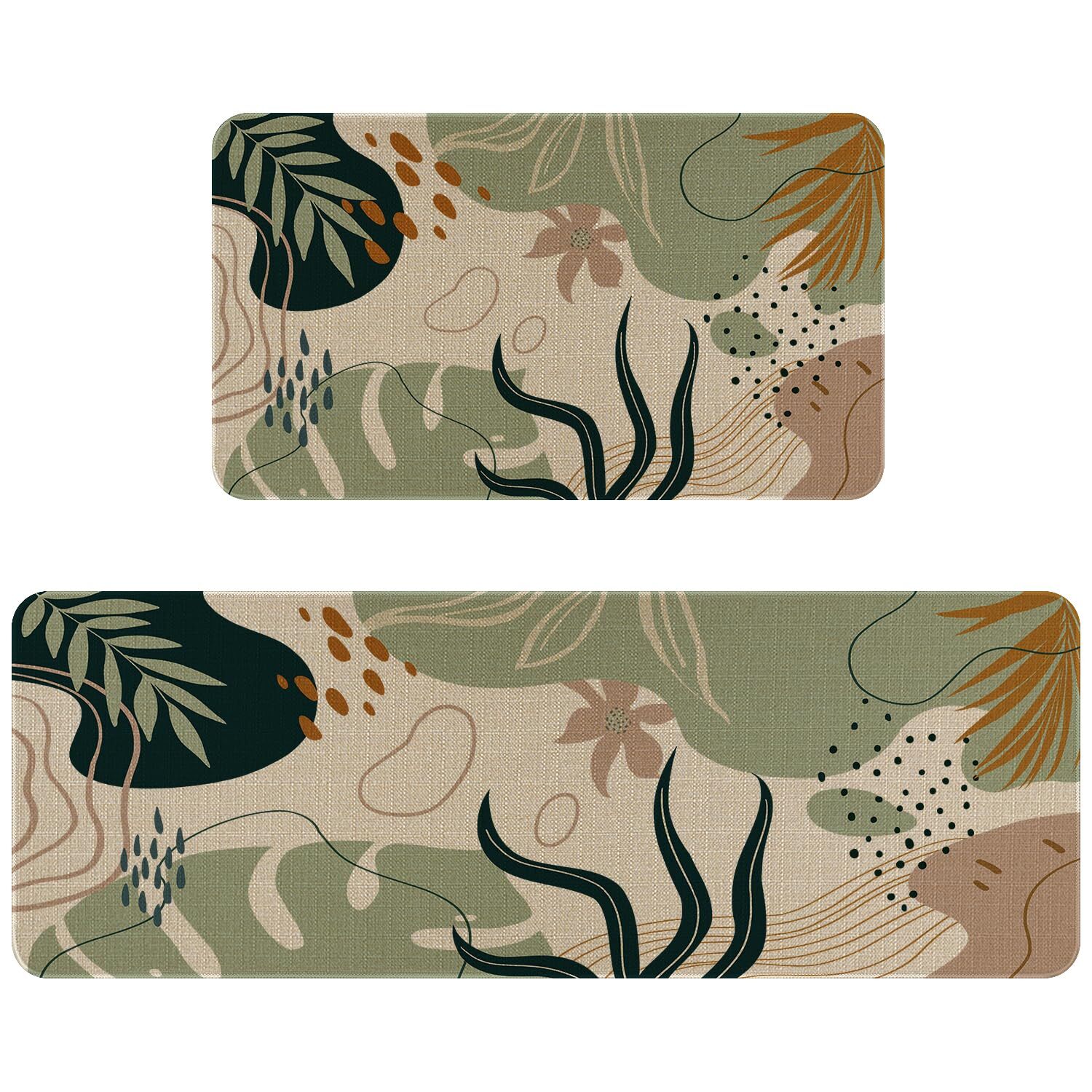 Mid Century Boho Kitchen Rugs And Mats Set Of 2 Farmhouse Style ...