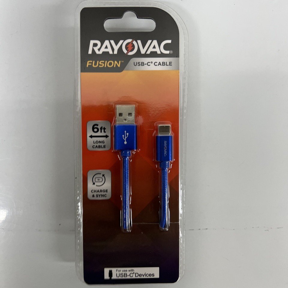 Rayovac Fusion 6 Foot USB C Cable Charging & Sync Blue 2 Pack | eBay