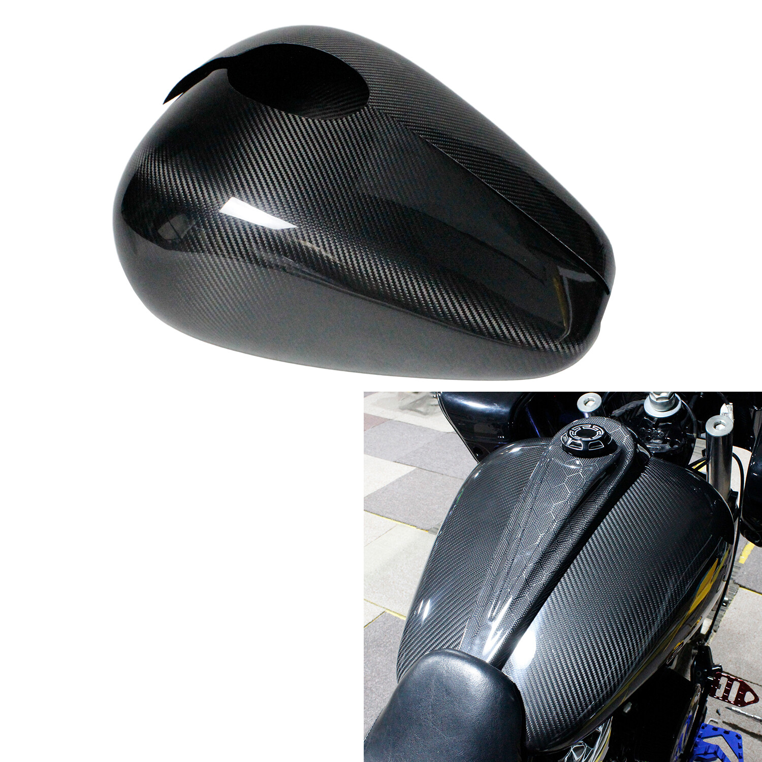 3K Carbon Fiber Gas Fuel Tank Trim for Harley Street Glide Road Glide ...