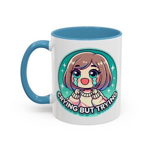 Crying But Trying Coffee Mug, Cute Anime Mug, Humor Gift for Friends | eBay