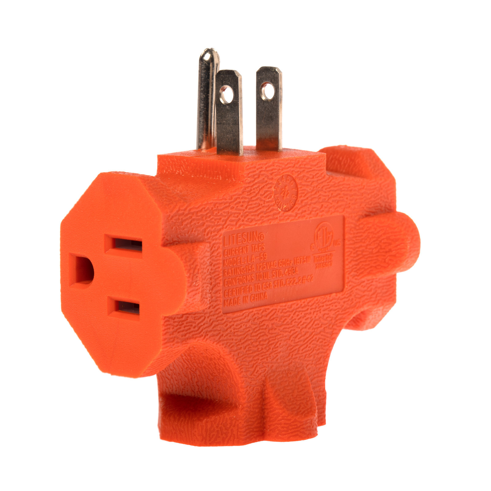 3 Outlet T Shaped Wall Plug Grounding Adapter Splitter Extender - 3 ...