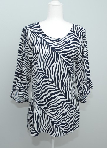 La Mer Luxe Ladies Navy Seaside Ruffle Zoe zebra animal Rayon Tunic-xl ...