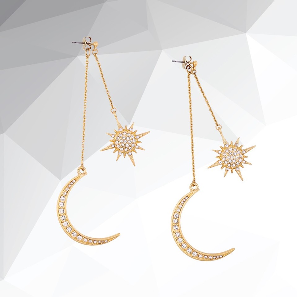 Moon Celestial Earrings Rhinestone Mystical Drop Earrings | eBay Australia