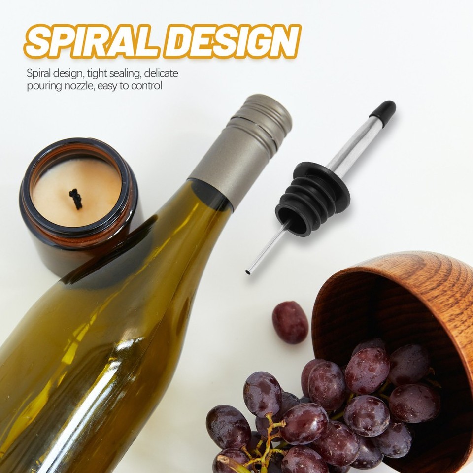 6 Pcs Bottle Pour Spouts Oil Stainless Steel Pourers Beverage Stopper ...