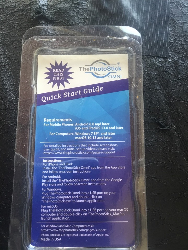 THE PHOTOSTICK PHOTO STICK OMNI 64GB USB DRIVE FILE BACKUP IPHONE ANDROID PC MAC | eBay