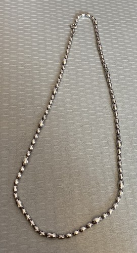 Vintage Sterling Silver Oval Bean Stationed Bead Necklace 925 Chain ...