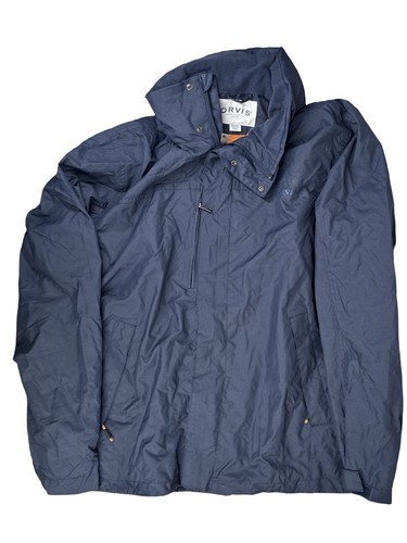 ORVIS Classic Collection Dark Navy Blue Hooded Wind Rain Jacket Men’s ...