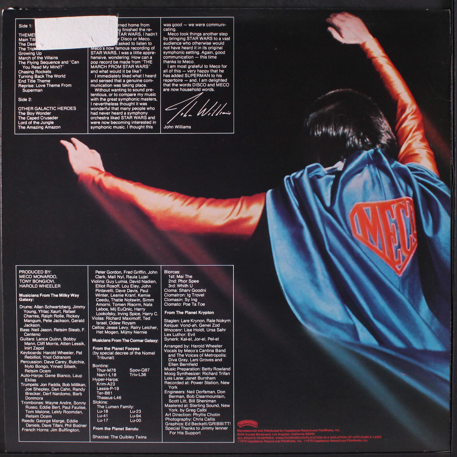 MECO: superman and other galactic heroes Casablanca 12" LP 33 RPM | eBay