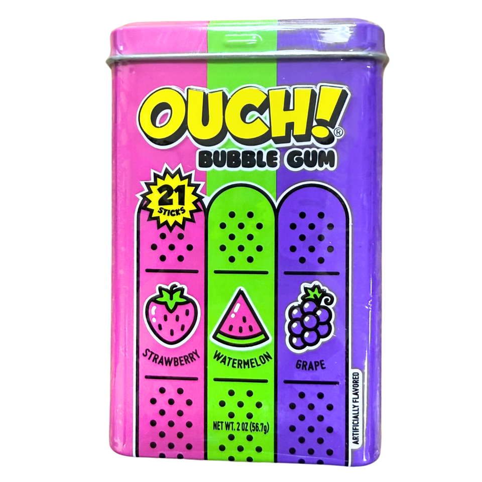 Ouch Bubble Gum Retro Tin Iconic Candy Strawberry Grape Watermelon ...