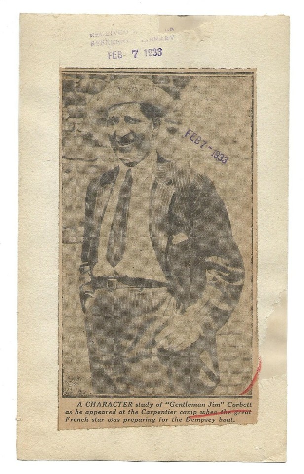 c1921 Vintage Type 1 INP Boxing Photo Gentleman Jim CORBETT Former HW ...