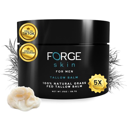 Forge Skin Men's Wrinkle Defense Beef Tallow Balm for Skin- 1.77 OZ ...