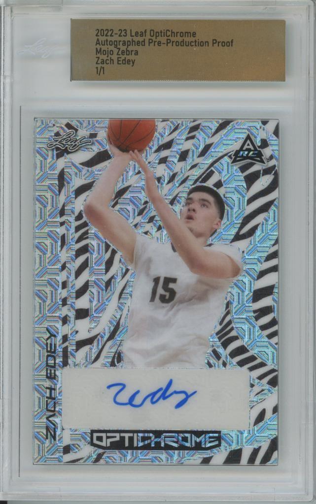 2022-23 Leaf Optichrome - Zebra Mojo #BA-ZE1 Zach Edey /1 (AU, RC) for ...
