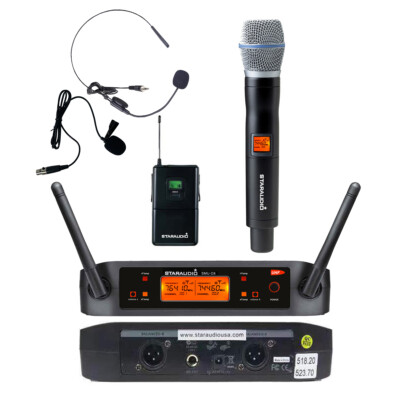 Wireless UHF Microphone Handheld Headset Lavalier Body-pack Karaoke ...