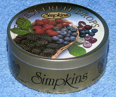 Vintage SIMPKINS Forest Fruit Drops Sweet Tin, 9cm dia. | eBay UK