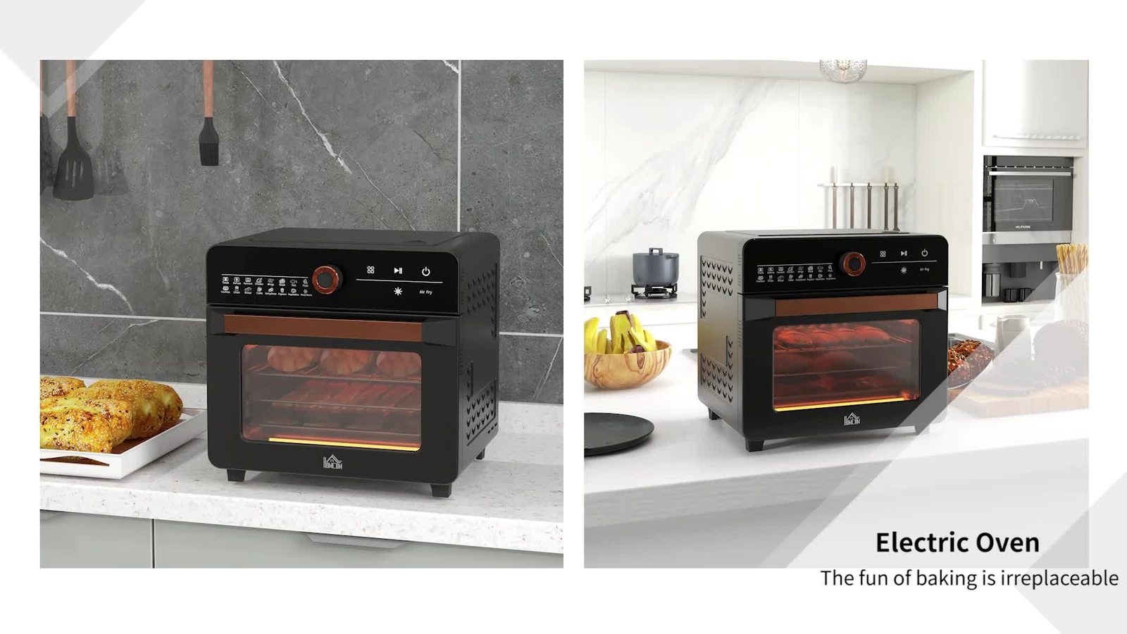 HOMCOM Air Fryer Oven 20L Countertop Mini Oven with 16 Presets 1400W ...