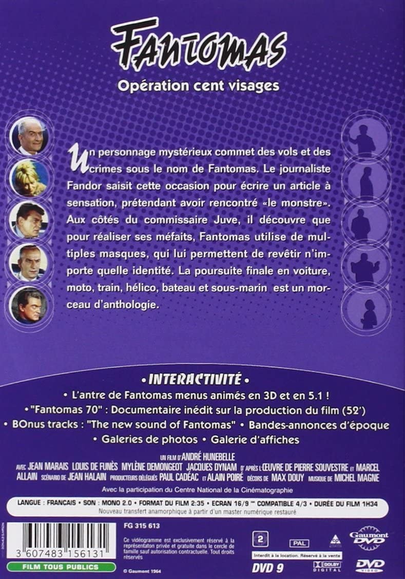 Fantomas (czech version) (Blu-ray) Jean Marais Louis de Funes (US ...