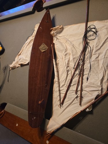 Vintage 1895 Cup Racer 36” Wooden Pond Yacht Model Sailboat Sloop Boat ...