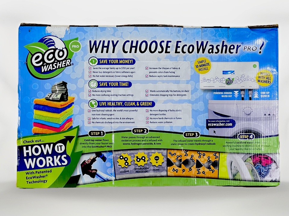 EcoWasher Pro Laundry Sanitizer Ozone Cleaning System-No Chemicals ...