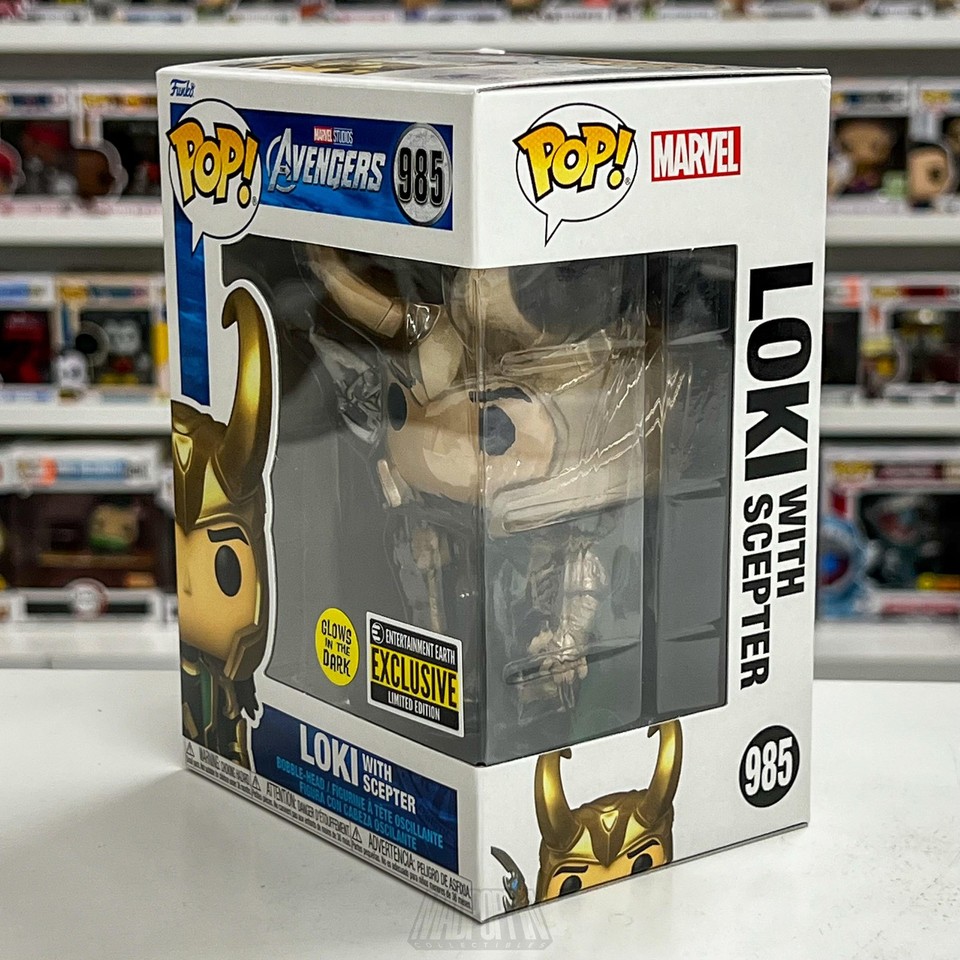 Funko Pop Avengers Loki With Scepter 985 Glow Dark EE Exclusive Limited ...