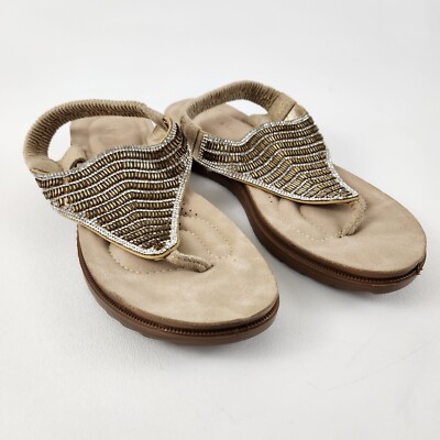 Andiamo Sandals Womens Rhinestone Gold comfort Size 6.5 | eBay