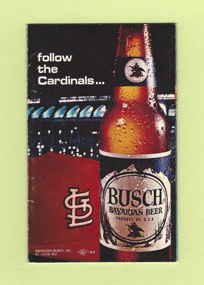 SUPERB 1968 St. Louis Cardinals World Champions Pocket Schedule Brock ...