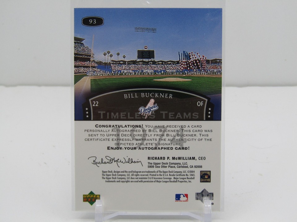 BILL BUCKNER 2004 UPPER DECK LEGENDS AUTOGRAPH AUTO! DODGERS!! | eBay