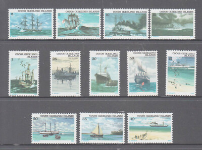 Cocos (Keeling) Islands 1976 Sailing Ships mint unhinged set 12 stamps ...