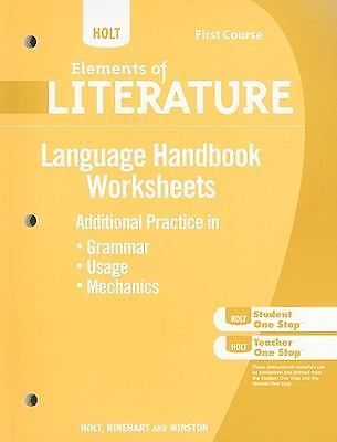 Holt Elements of Literature Language Handbook Worksheets, First Course ...