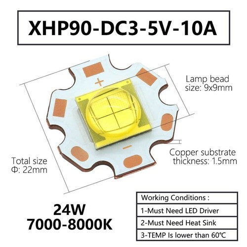 LED Chip Lamp Beads XHP70 XHP90 XHP110 High Power 60W 72W Flashlight ...