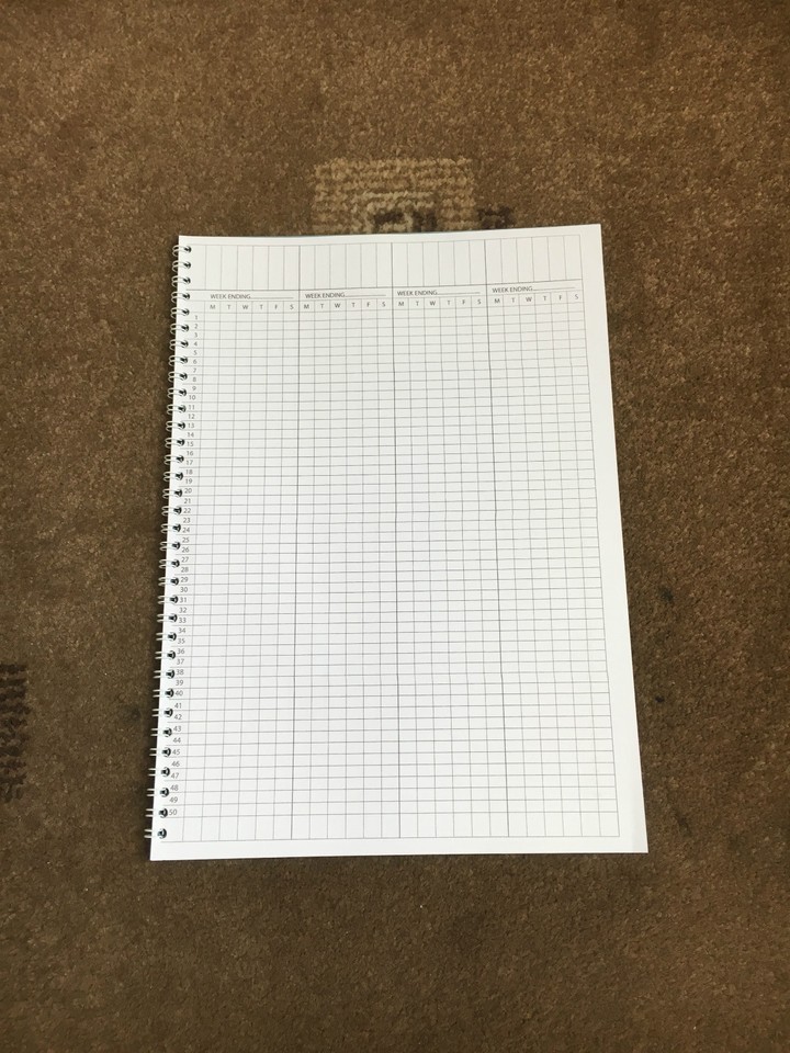 School Attendance Register, Mark Book 50 Names 40 pages 112 Weeks per ...