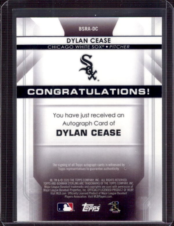 DYLAN CEASE 2020 Bowman Sterling Speckle Refractor RC Autograph Auto ...