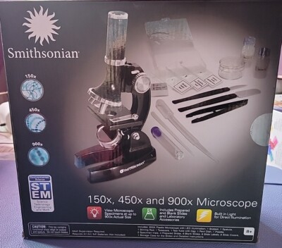 Smithsonian 150X, 450X, 900X STEM Microscope Kit Toy for Kids New ...