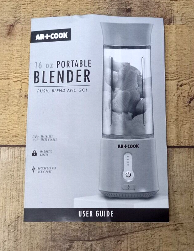 Replacement Instruction Manual for AR+COOK 16 Oz Portable Blender Model ...