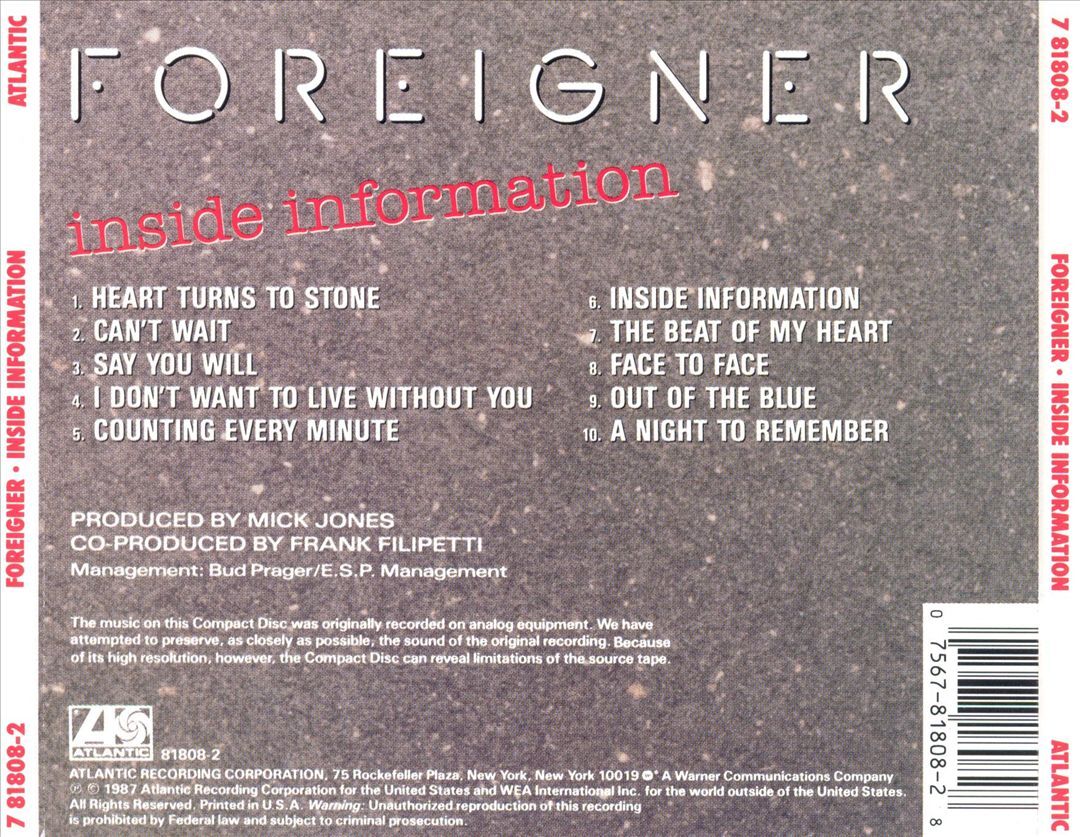 Foreigner Inside Information