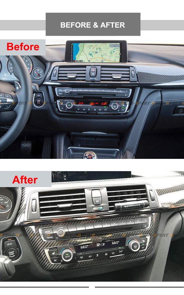 FOR 2014-2018 BMW M3 M4 CD AC CONSOLE CONTROL PANEL CARBON FIBER TRIM ...