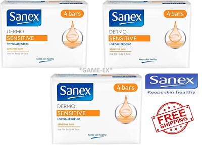 Sanex Dermo Sensitive Soap Bars 90 g Each for Sensitive Skin Body ...