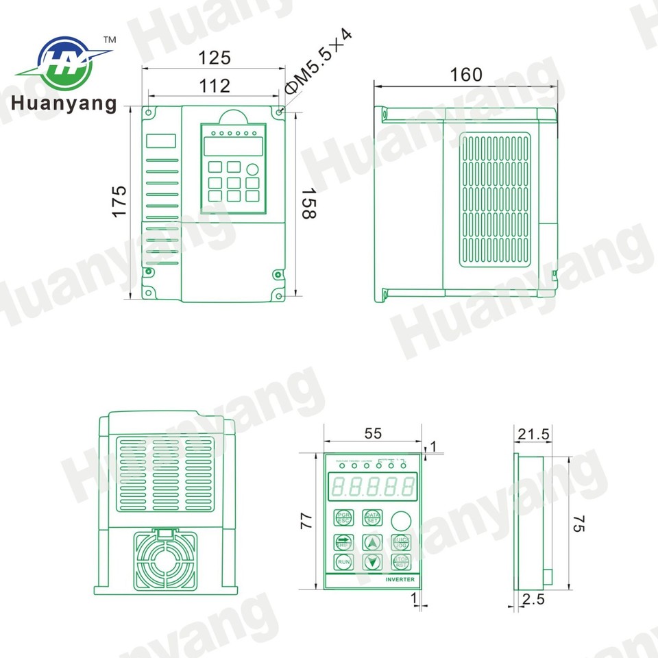 Huanyang VFD 220V 3HP 2.2kW Vector Control and Braking Resistor 300w ...