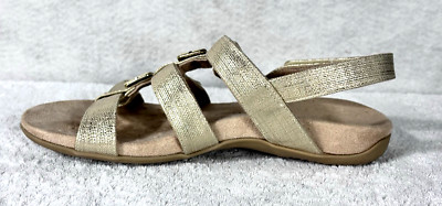 Vionic Amber Adjustable Ankle Strap Orthaheel Gold Sandal Women's Size ...