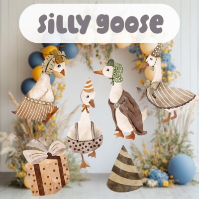 Silly Goose Baby Shower, One Silly Goose Cutouts, Goose Birthday Party ...