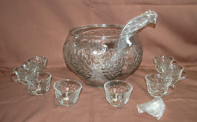 Indiana Glass Crystal Happenings 18 Piece Punch Bowl Set #5354 in Box ...