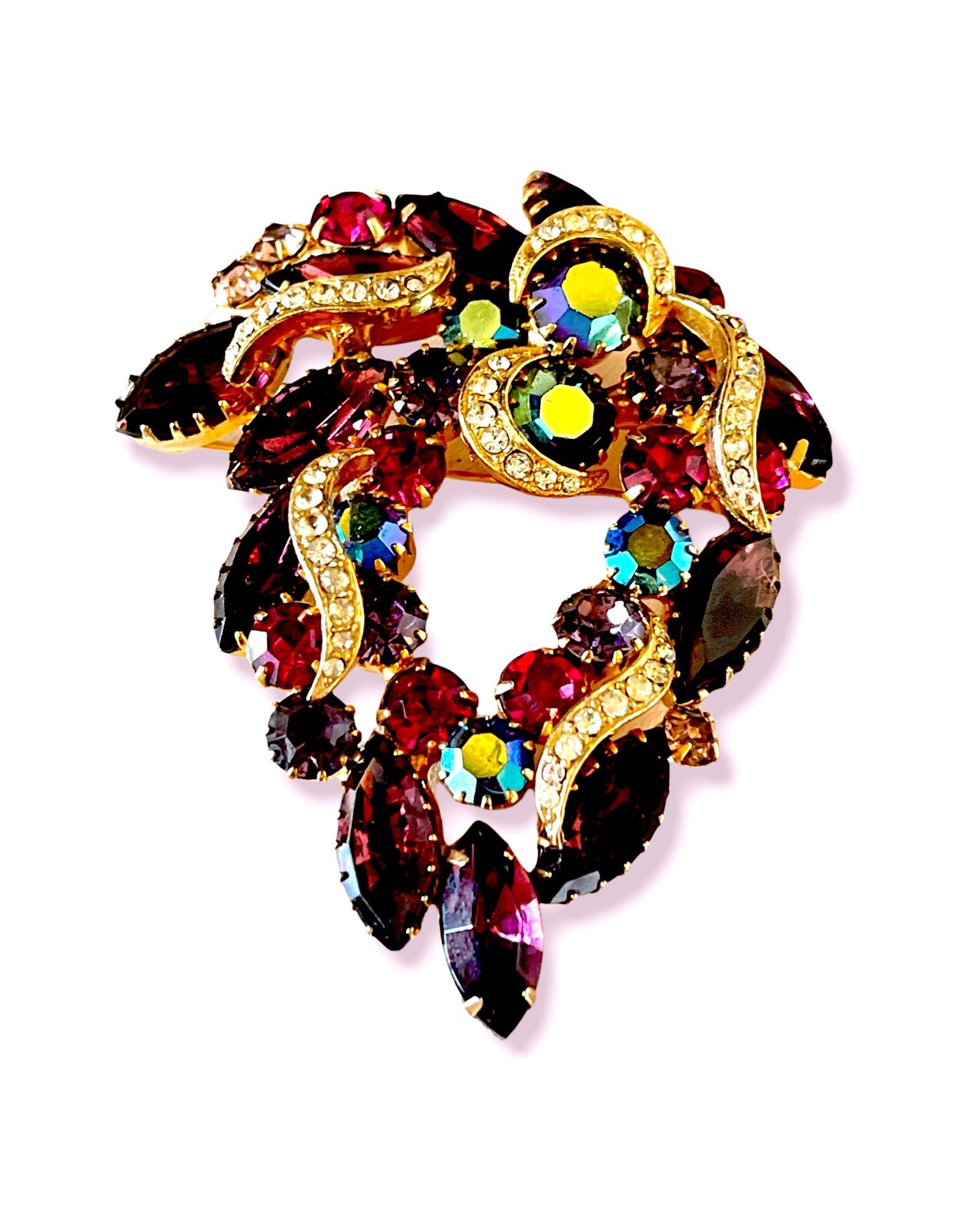 GORGEOUS GOLD-TONE FINISH AMETHYST PURPLE AB RHINESTONE ICING STATEMENT ...