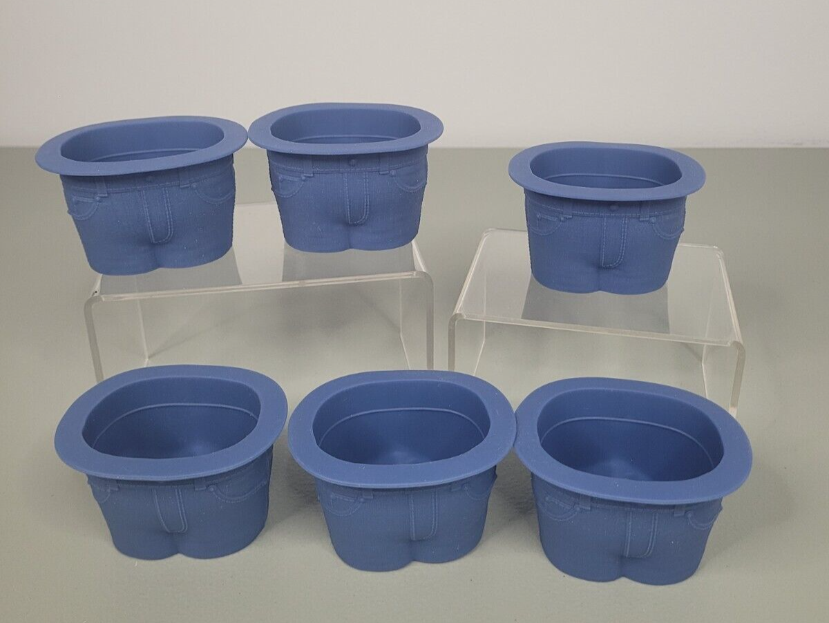 Muffin Tops Silicone Blue Jeans Baking Cups Set Of 6 Bake Small Muffins ...