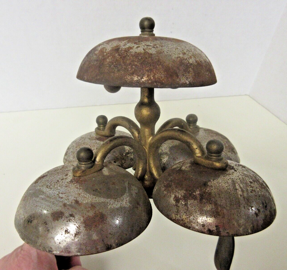 ANTIQUE Brass Horse Harness Sleigh Five 5 Bells Chimes for Hames Collar ...