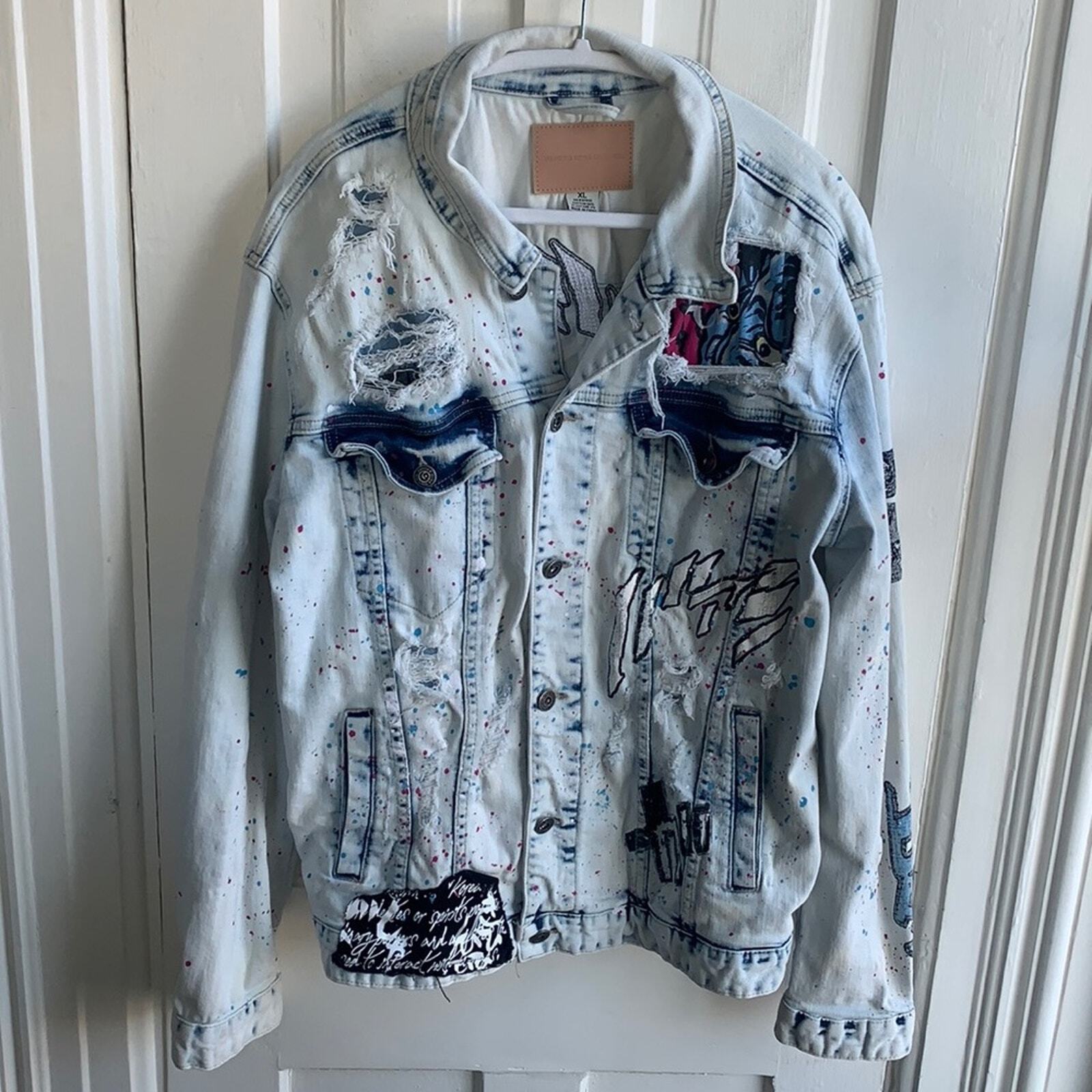 Smoke Rise Demon Graphic Denim Jacket - Gem