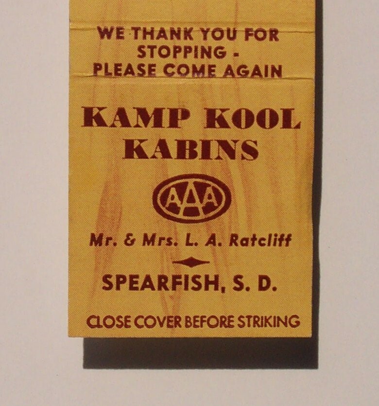1950s Kamp Kool Kabins Cabins Spearfish SD Lawrence Co Matchbook South Dakota | eBay