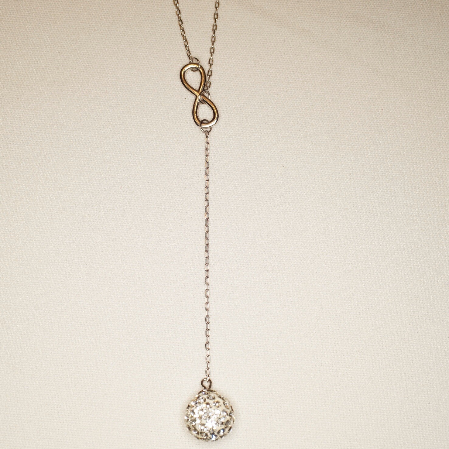 Sterling Silver Lemniscate Infinity Loop CZ Ball Y-Drop Cable Chain ...