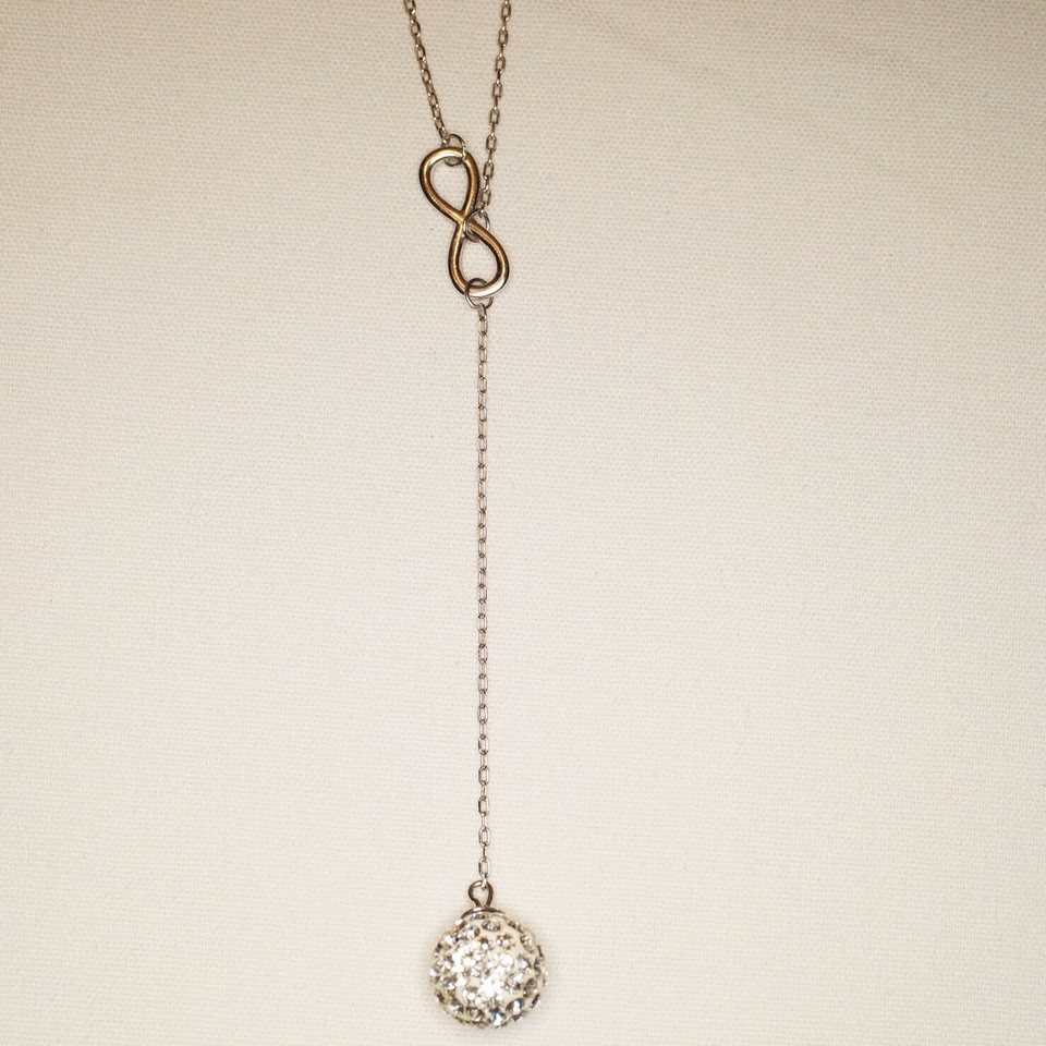 Sterling Silver Lemniscate Infinity Loop CZ Ball Y-Drop Cable Chain ...