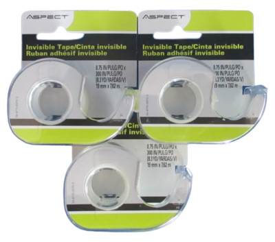 3M Aspect Invisible Tape 0.75"x300" (3/4"x8.3') 19mmx7.62m in Dispenser ...