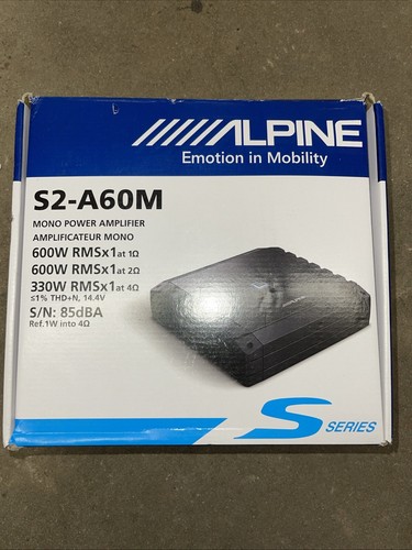 Alpine S2-A60M S-Series Class D 600 W Mono Subwoofer Amplifier, Hi-Res ...